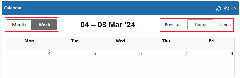 Calendar Widget – PPO Support Portal