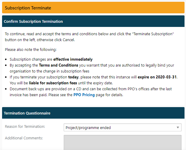 Subscription Management – PPO Support Portal